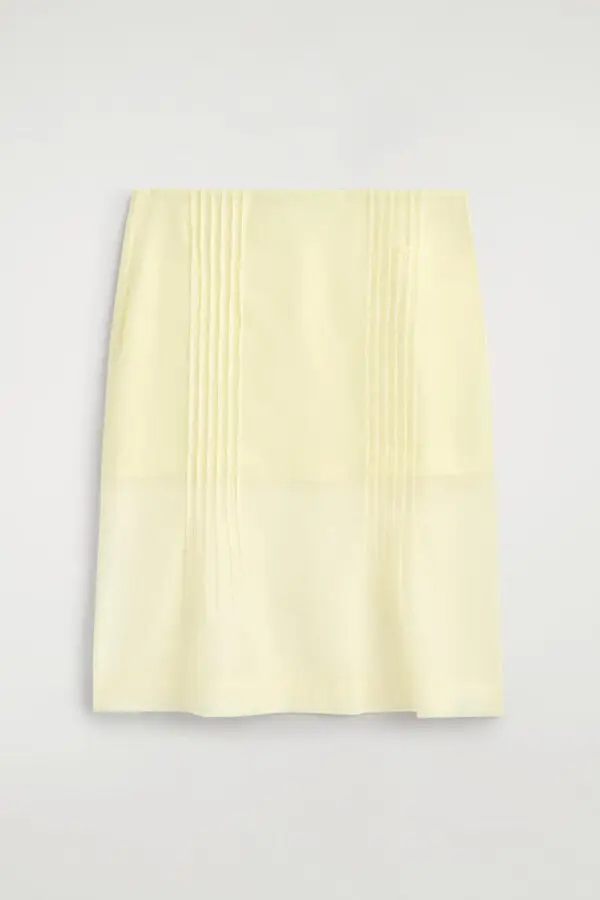 Cos Sheer Pintucked Midi Skirt - Yellow