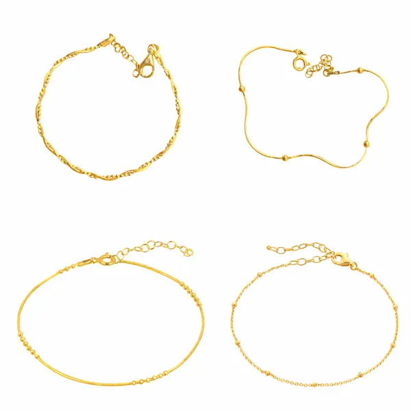 SPERO LONDON Sterling Silver Beaded Bracelet Layering Set - Gold
