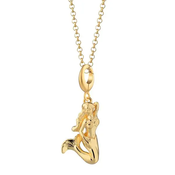 LILY CHARMED 18ct Plated Sterling Silver Sculptural Mermaid Charm Necklace - Gold