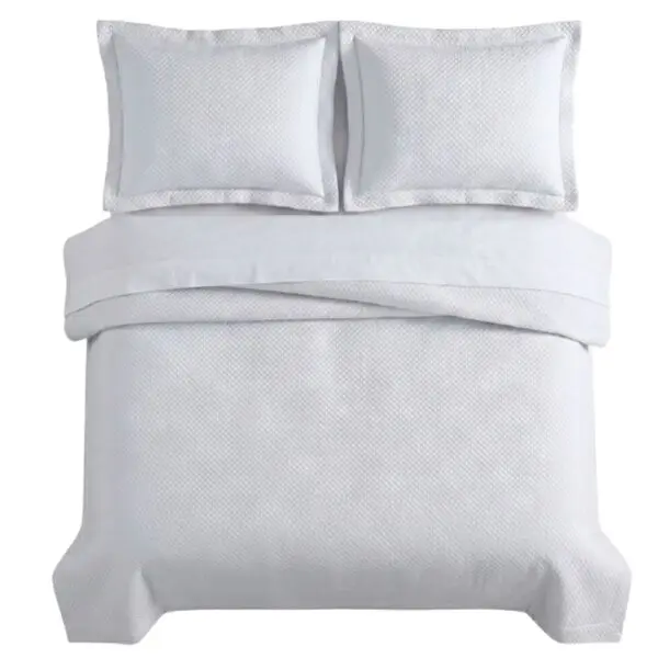 PURE PARIMA Diamond Quilted Coverlet Set - White