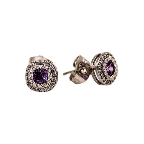 1610ISTANBUL Byzantine Judas Tree Amethyst And Swarovski Crystal Earrings - Grey