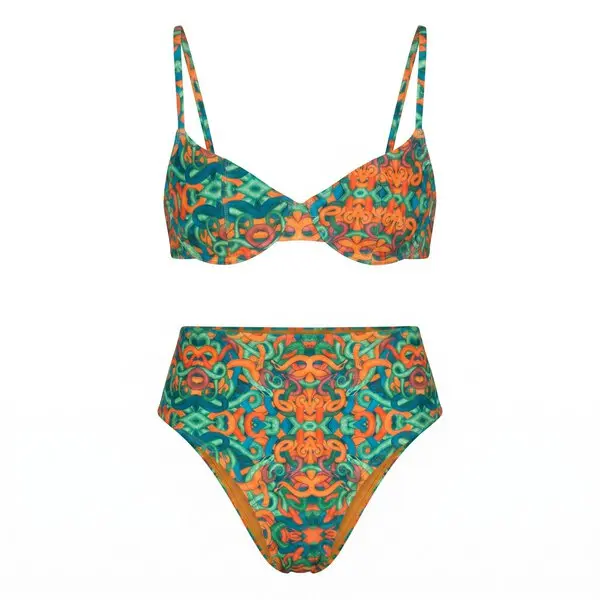 JANARA JONES High-waisted Bikini Set - Blue/orange