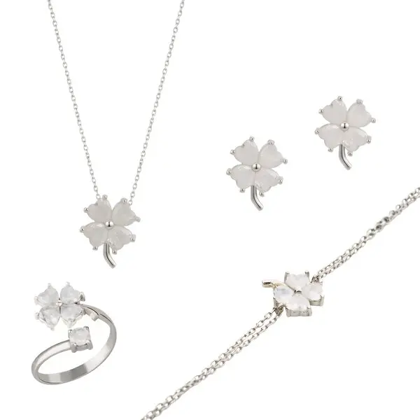 SPERO LONDON Sterling Four-leaf Clover Jewelry Set - Silver