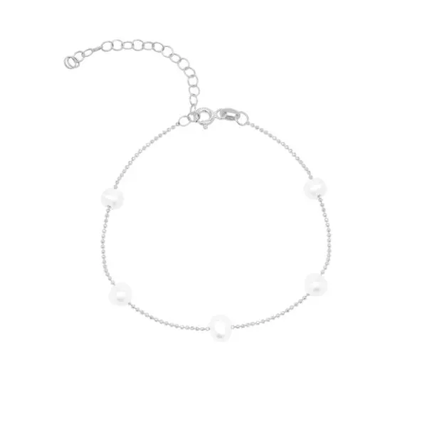 SPERO LONDON Satellite Natural Baroque Pearl Sterling Bracelet - Silver