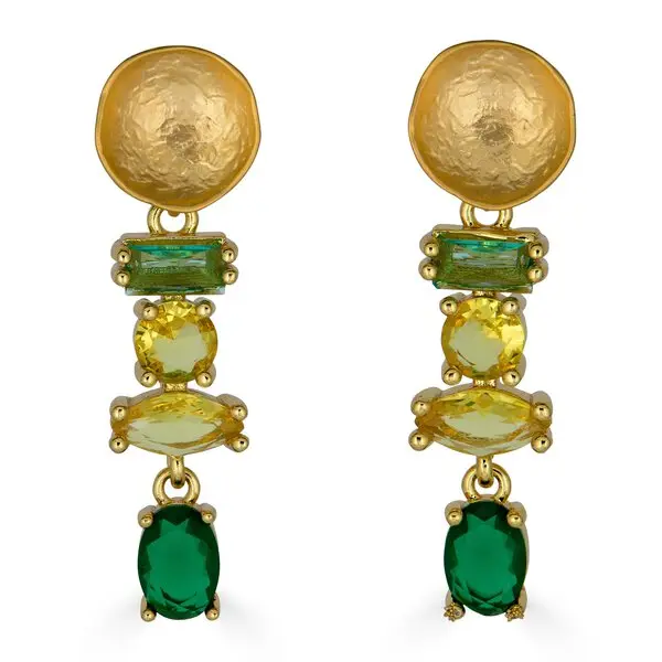 LONI PAUL JEWELRY Multi Gemstone Drop Earrings - Green/gold/yellow