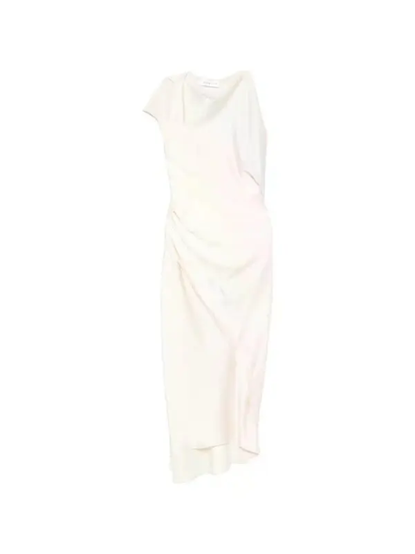 Victoria Beckham Sleeveless Draped Asymmetric Dress - Neutrals