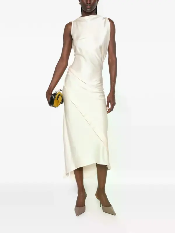 Victoria Beckham Sleeveless Draped Asymmetric Dress - Neutrals