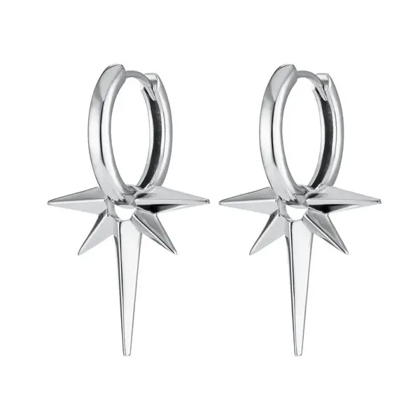 SCREAM PRETTY Angel Star Charm Hoop Earrings - Silver