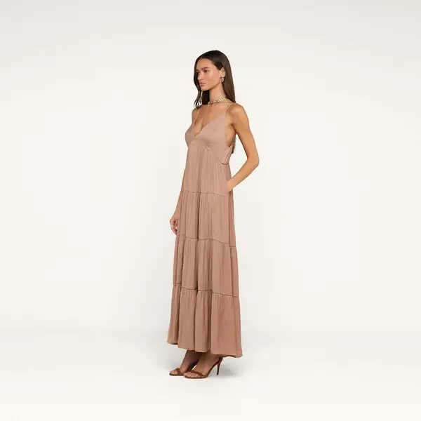 L'AGENCE Lua Tiered Maxi Dress - Hazelnut