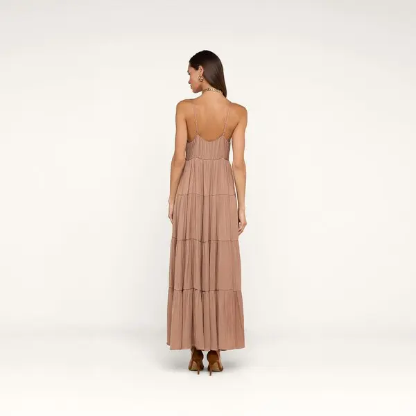 L'AGENCE Lua Tiered Maxi Dress - Hazelnut