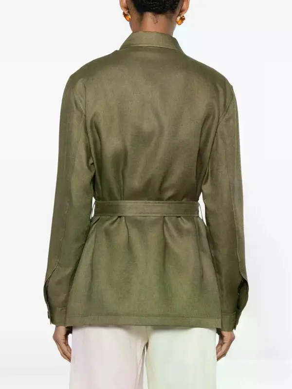 Tagliatore Belted Twill Jacket - Green