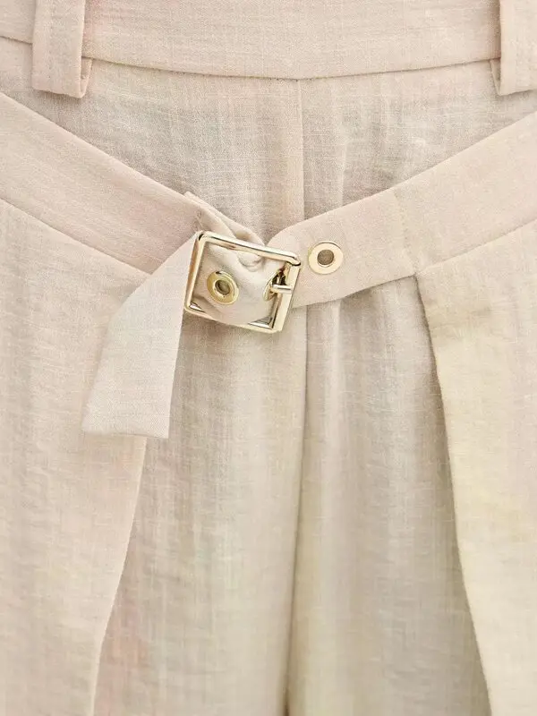 SIMONA CORSELLINI Buckled Pleated Shorts