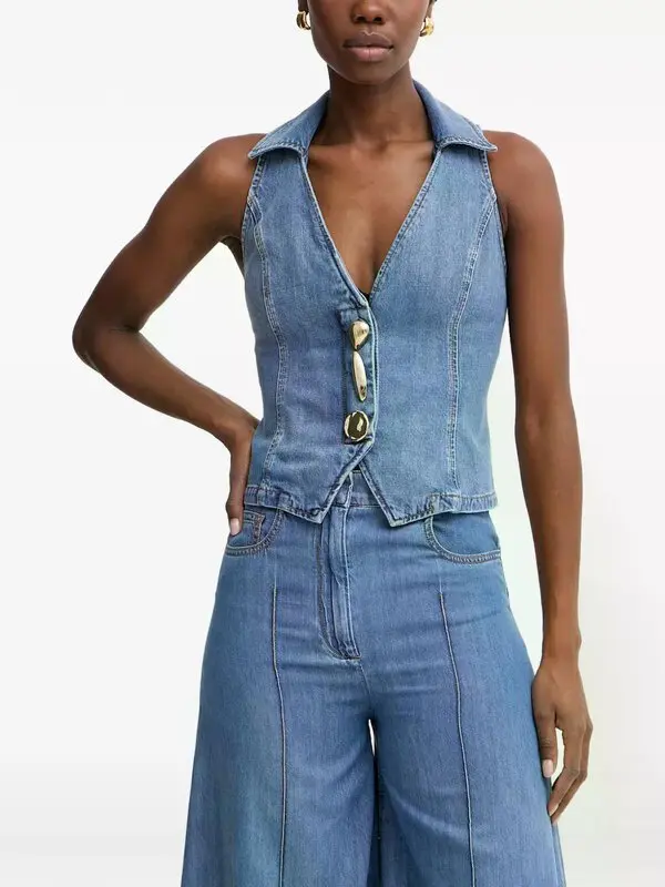 SIMONA CORSELLINI Embellished Denim Top