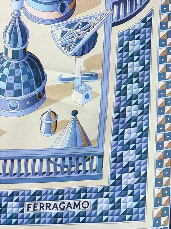 FERRAGAMO Architectural-print Silk Scarf