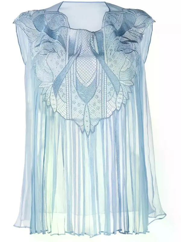 Alberta Ferretti Lace-embellished Silk Top