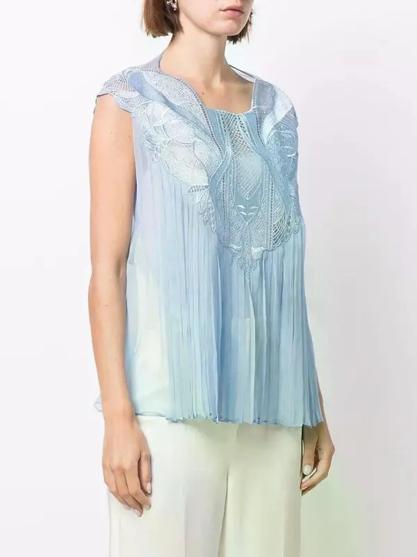 Alberta Ferretti Lace-embellished Silk Top