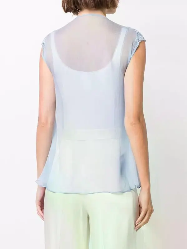 Alberta Ferretti Lace-embellished Silk Top