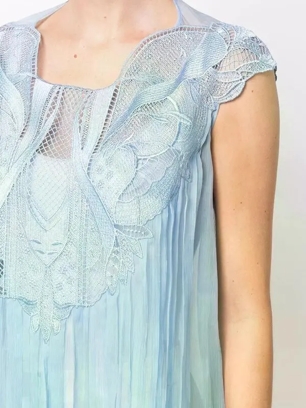 Alberta Ferretti Lace-embellished Silk Top