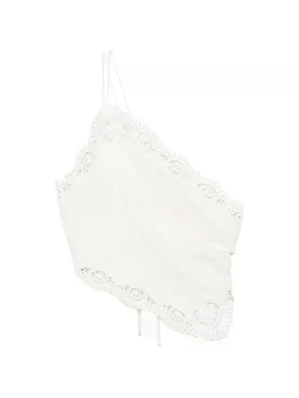 Posse Darya Lace-trim Linen Blouse - Neutrals