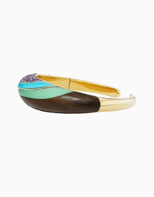 EMILY P. WHEELER Wood Dome Bracelet With Sapphires, Turquoise, And Variscite