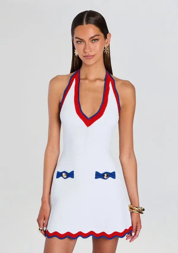 Retrofete Florra Rib Knit Halter Mini Dress