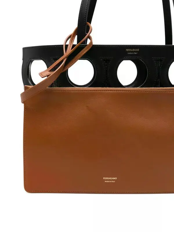 FERRAGAMO Medium Gancini Zebra-pattern Tote Bag