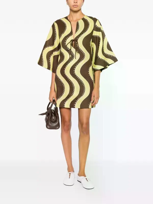 ALEMAIS Frankie Wave-print Mini Dress