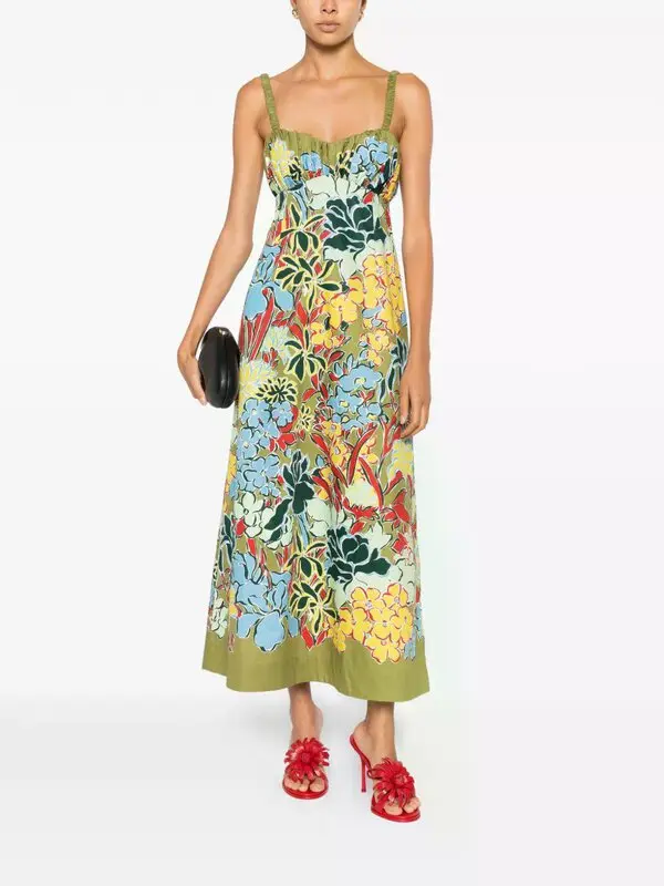 ALEMAIS Solstice Floral-print Midi Dress - Green