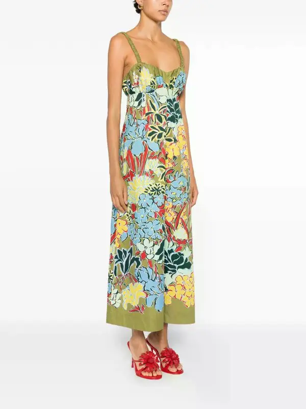 ALEMAIS Solstice Floral-print Midi Dress - Green