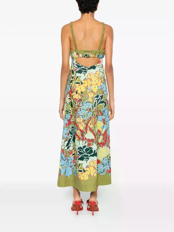 ALEMAIS Solstice Floral-print Midi Dress - Green