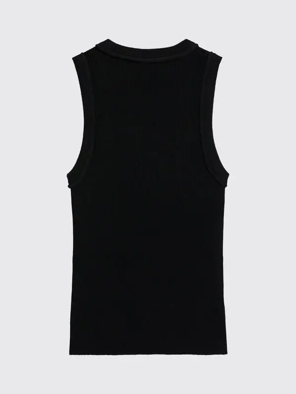 Loewe Ribbed Tank Top With Logo Detail - Black