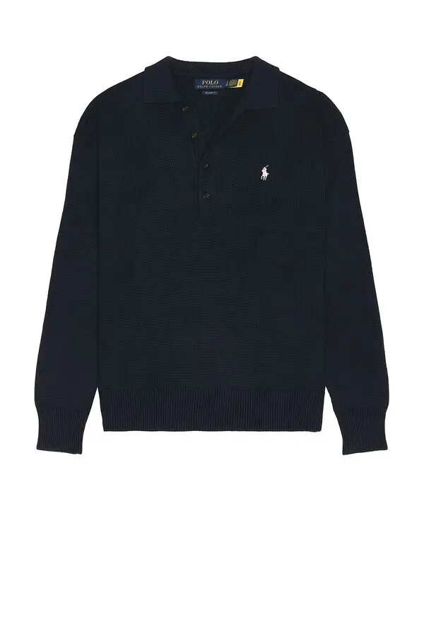 Polo Ralph Lauren Cotton Blend Novelty Flag 4-button Placket Pullover Sweater