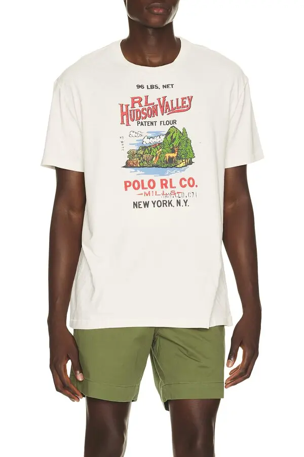 Polo Ralph Lauren Jersey Knit Print Hudson Valley T-shirt In White - Nevis
