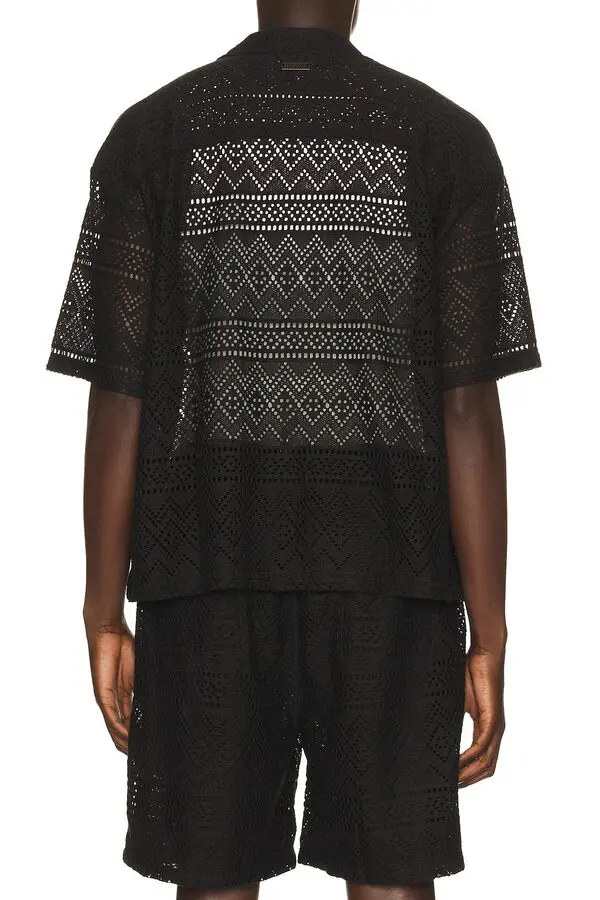 HONOR THE GIFT Pointelle Crochet Camp Collar Shirt
