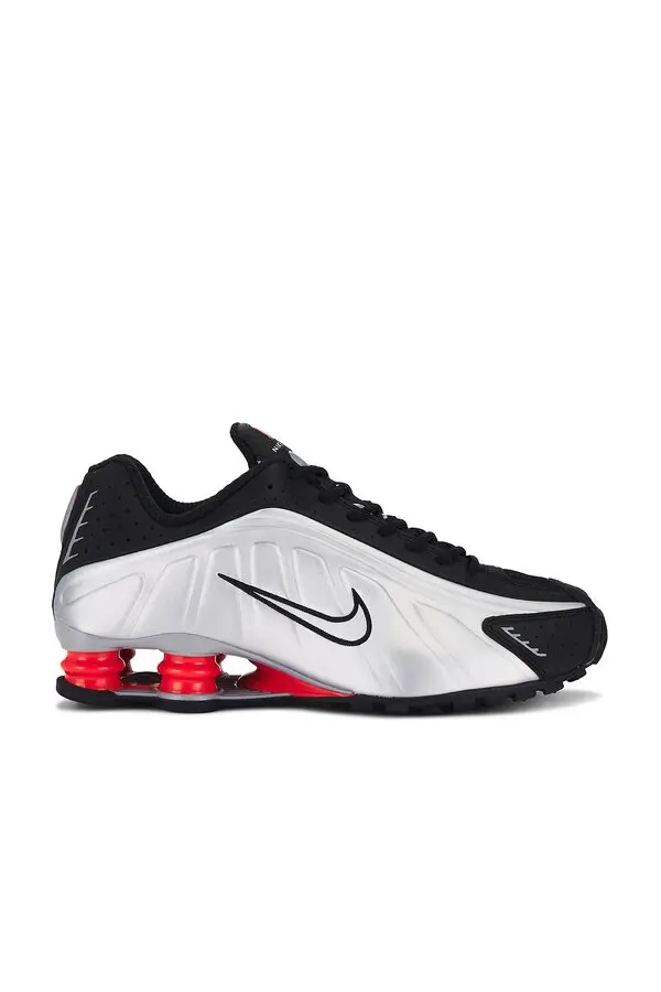 Nike Shox R4 Metallic Silver Sneakers - Metallic Silver & Black