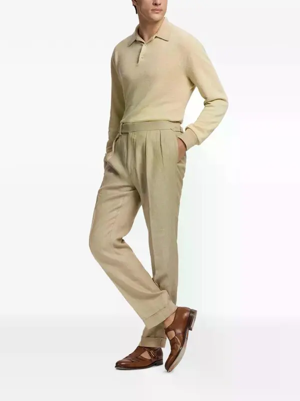 Ralph Lauren Purple Label Champagne Herringbone-jacquard Polo Sweater