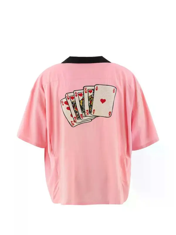 SAINT MXXXXXX Playing-card-patch Bowling Shirt