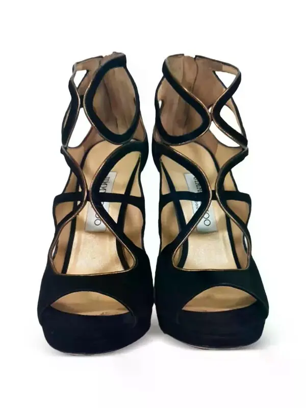 JIMMY CHOO Suede Geometric Cut-out Stiletto Sandals