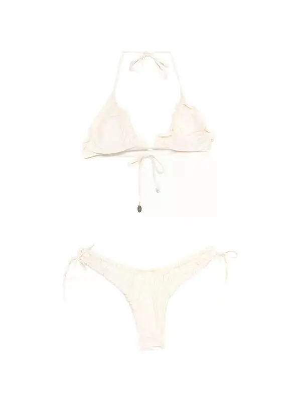 COTAZUR Ruffled Tie-fastening Bikini - Neutrals