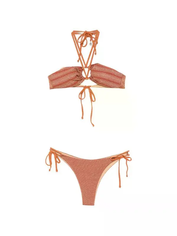 COTAZUR Glitter-effect Halterneck Bikini - Orange