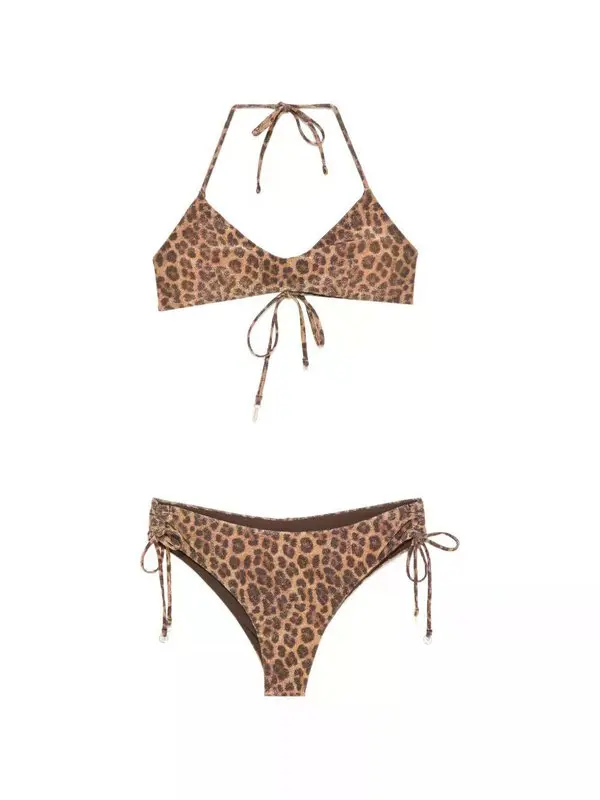 COTAZUR Leopard-print Halterneck Bikini - Neutrals