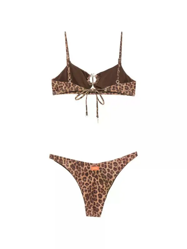 COTAZUR Leopard-print Glitter-effect Bikini