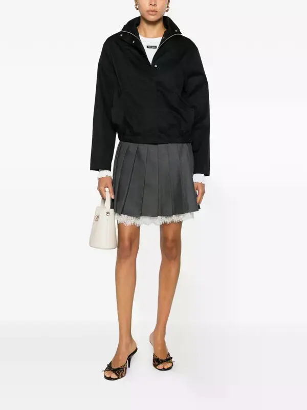 SELF-PORTRAIT Lace Trim Pleated Mini Skirt