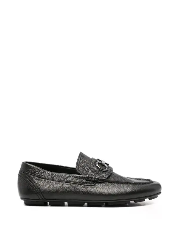 JOHN HARRISON Pebbled-leather Loafers With Logo Plaque