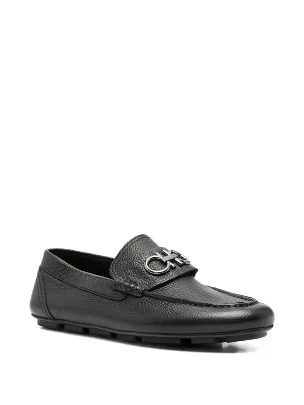 JOHN HARRISON Pebbled-leather Loafers With Logo Plaque