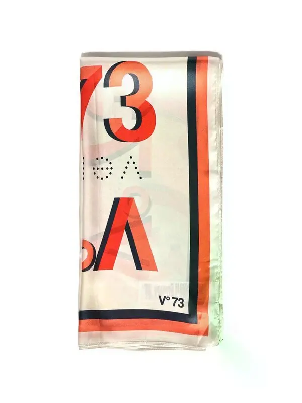 V°73 Logo-print Silk Scarf - Neutrals