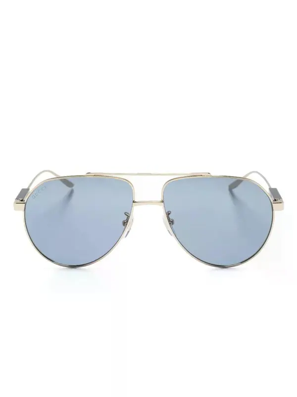 Gucci Logo-debossed Pilot-frame Sunglasses - Gold