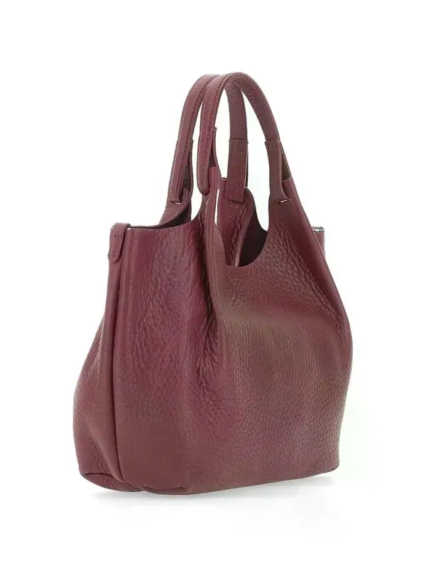 GIANNI CHIARINI Burgundy Pebbled Leather Tote Bag - Red