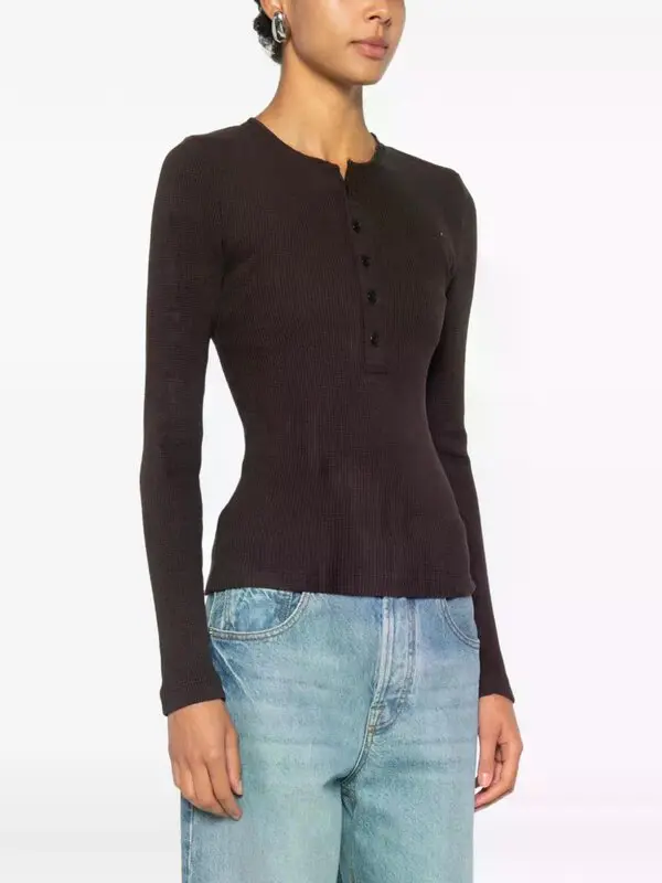 Citizens Of Humanity Drea Waffle-knit Henley Top - Brown