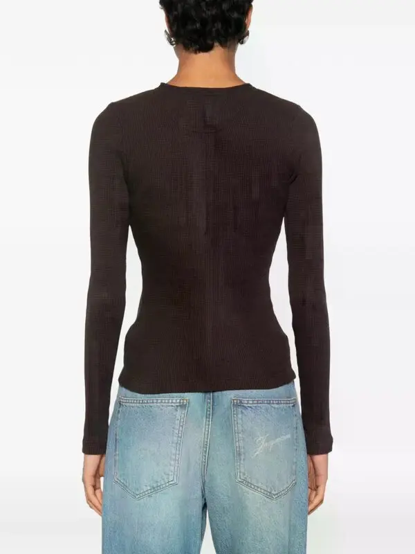 Citizens Of Humanity Drea Waffle-knit Henley Top - Brown